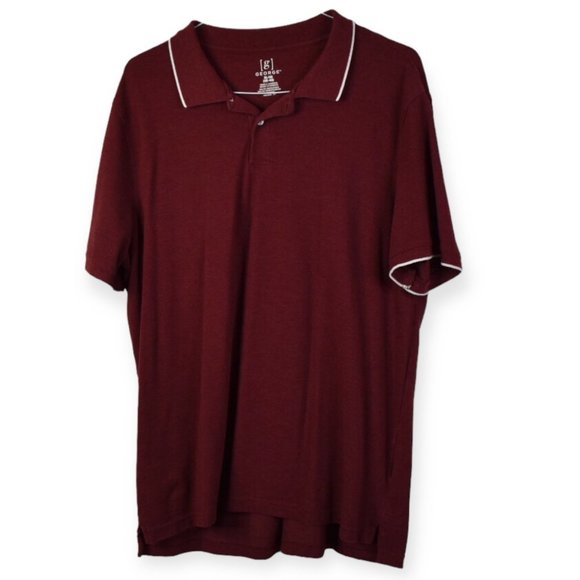 George | Shirts | George Shirt Xl Mens Red Cotton Blend Polo Short ...